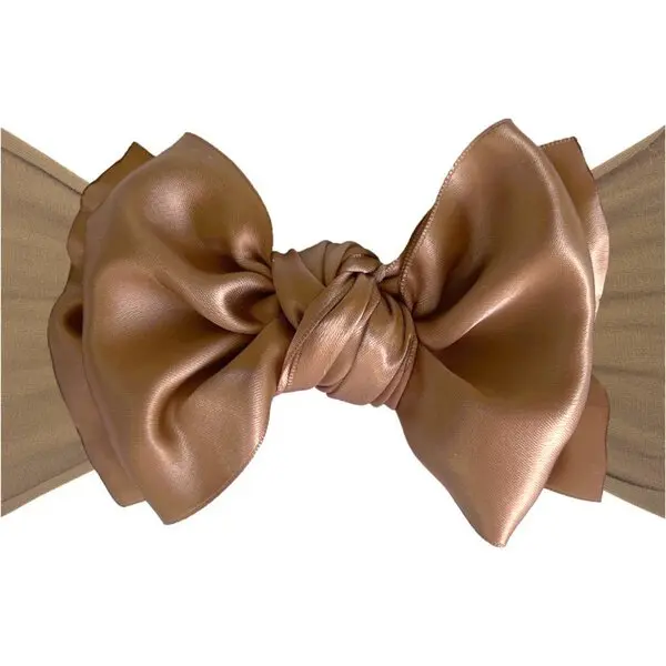 BABY BLING Satin Headband With Bow Detail - Latte