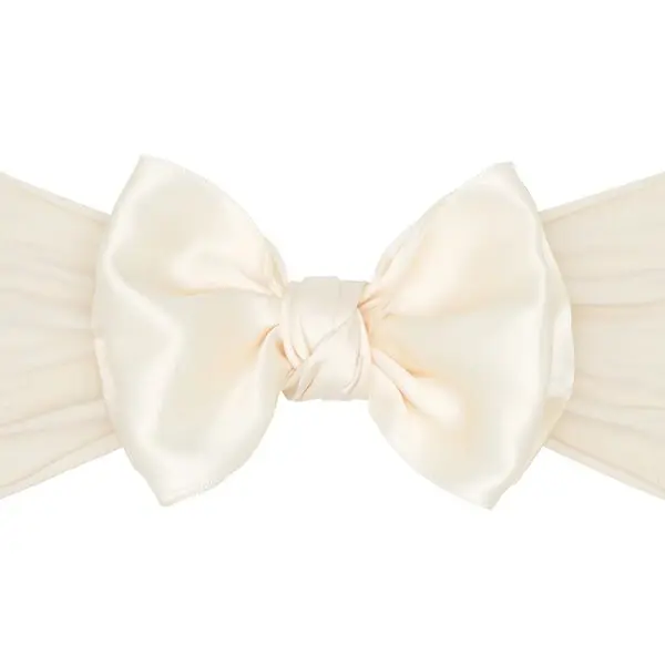 BABY BLING Satin Headband With Bow Detail - Oatmeal