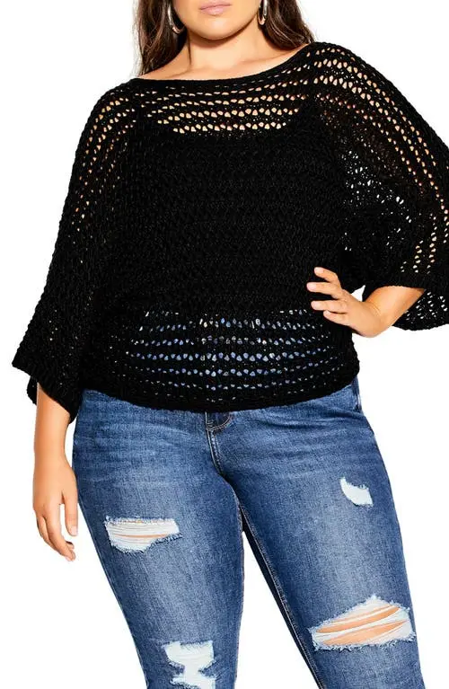City Chic Pointelle Knit Pullover