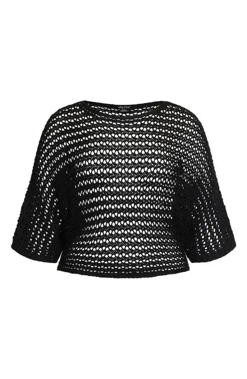 City Chic Pointelle Knit Pullover