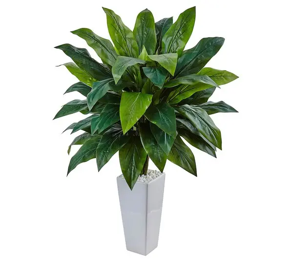 NEARLY NATURAL Cordyline In White Tower Planter Nearly Natu Ral - One-color