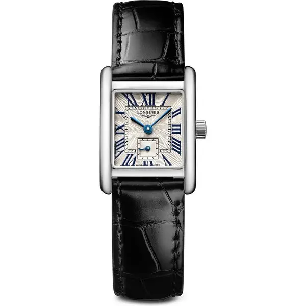 LONGINES Mini Dolcevita Leather Strap Watch - Silver