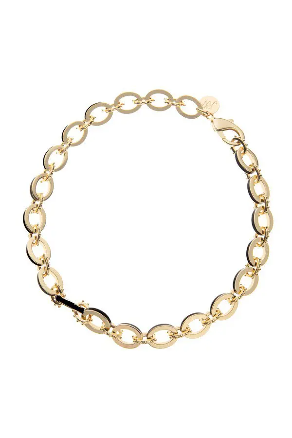JANE WIN Enamel Chunky Link Chain - Black