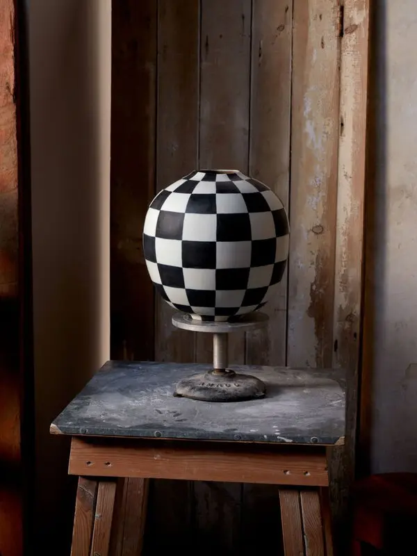 L'Objet Small Damier Checkerboard Vase - Black