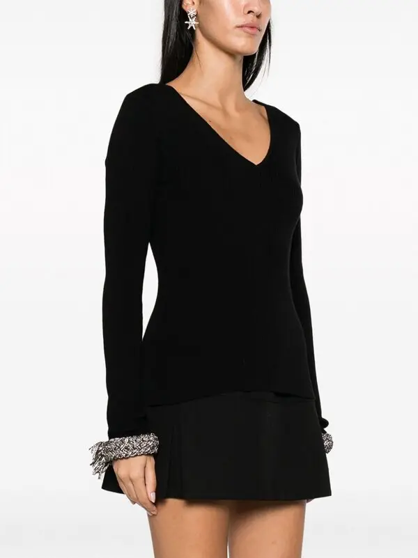 Giuseppe Di Morabito Braided-cuffs Ribbed-knit Top