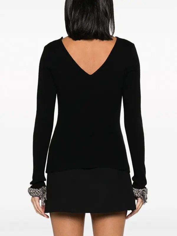 Giuseppe Di Morabito Braided-cuffs Ribbed-knit Top