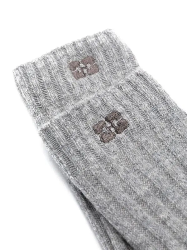 GANNI Logo-embroidered Wool Socks
