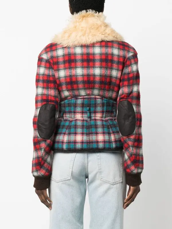 Dsquared2 Plaid Flannel Jacket With Fur Collar