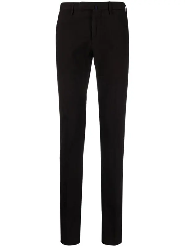 Incotex Slim-cut Trousers With Logo Patch - Brown