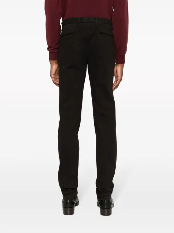 Incotex Slim-cut Trousers With Logo Patch - Brown
