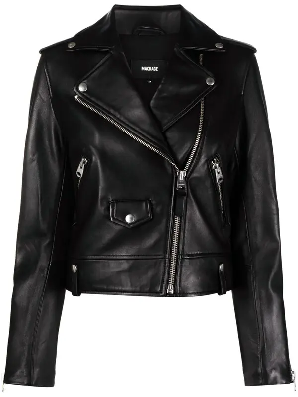 Mackage Baya Leather Biker Jacket - Black