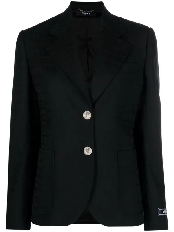Versace Crocodile-jacquard Wool Blazer