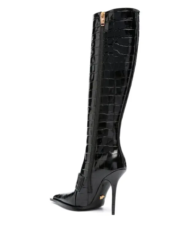 Versace Vagabond Croco-embossed Leather Boots