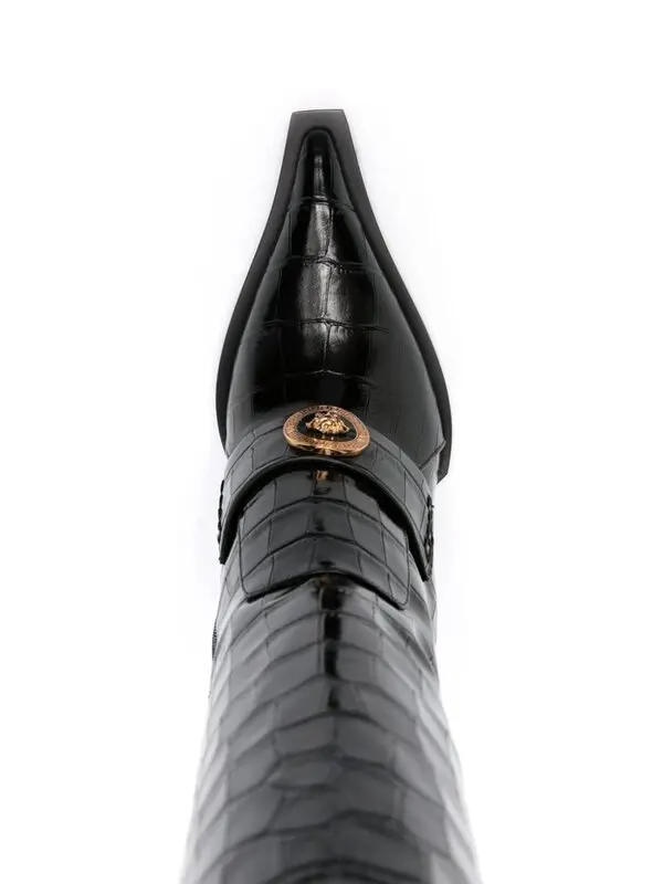Versace Vagabond Croco-embossed Leather Boots