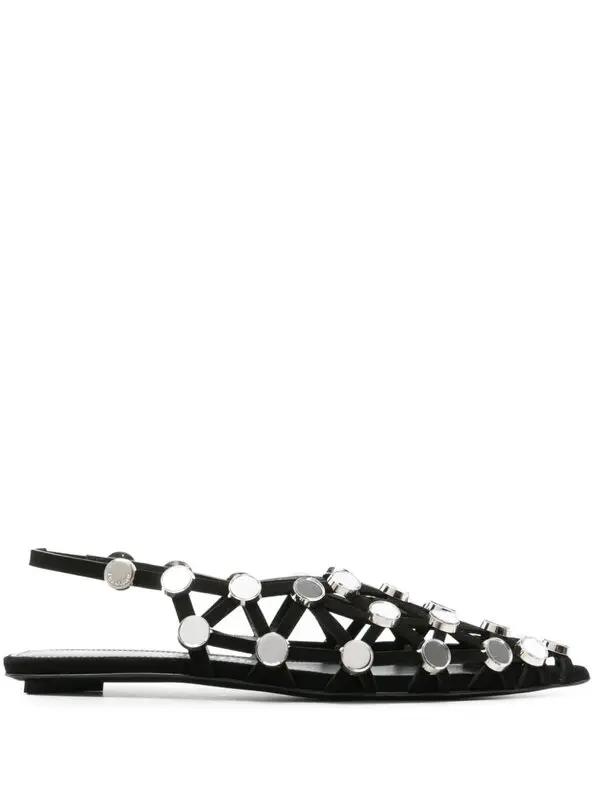 Attico Grid Rhinestone Ballerina Shoes - Black