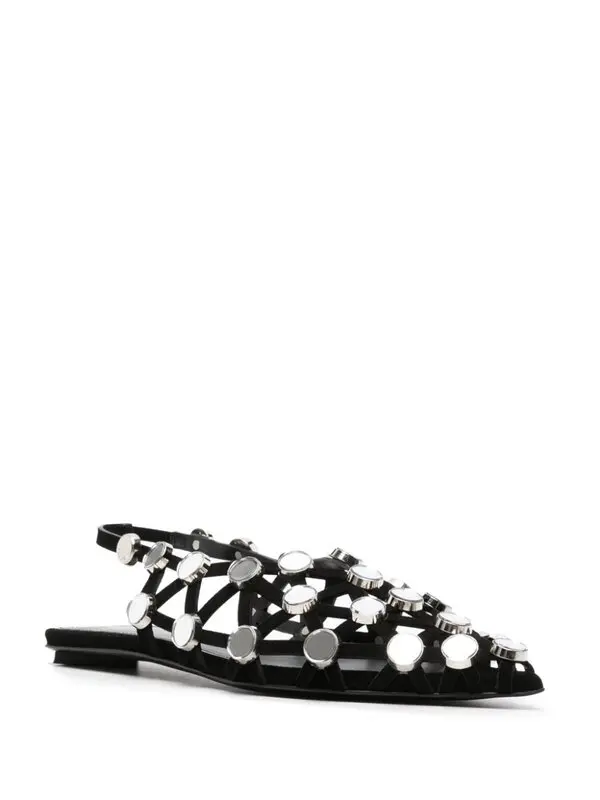 Attico Grid Rhinestone Ballerina Shoes - Black