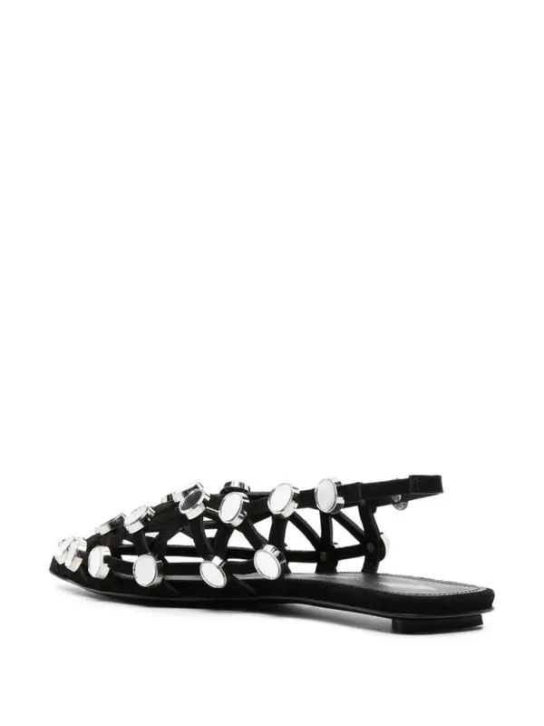 Attico Grid Rhinestone Ballerina Shoes - Black
