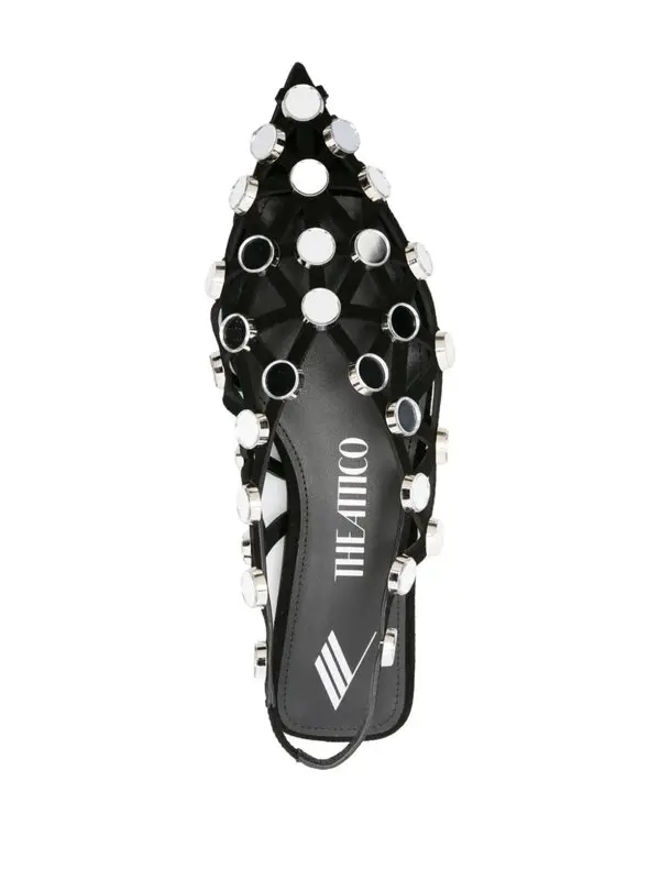 Attico Grid Rhinestone Ballerina Shoes - Black