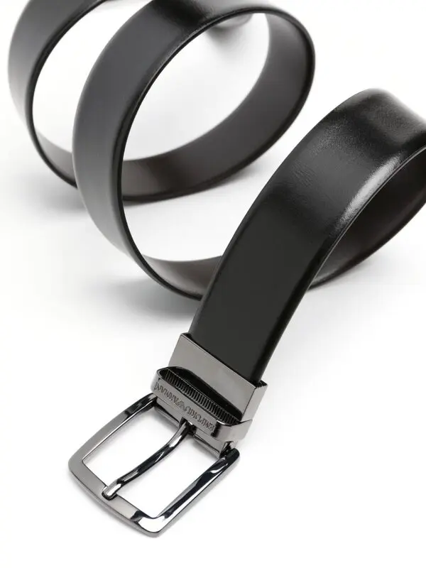 Emporio Armani Reversible Leather Belt - Black