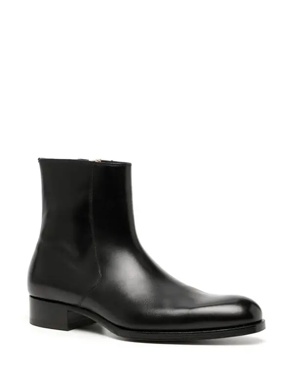 TOM FORD Edgar Leather Ankle Boots - Black