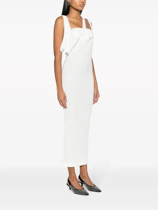 Attico Asymmetric-neckline Ribbed Dress