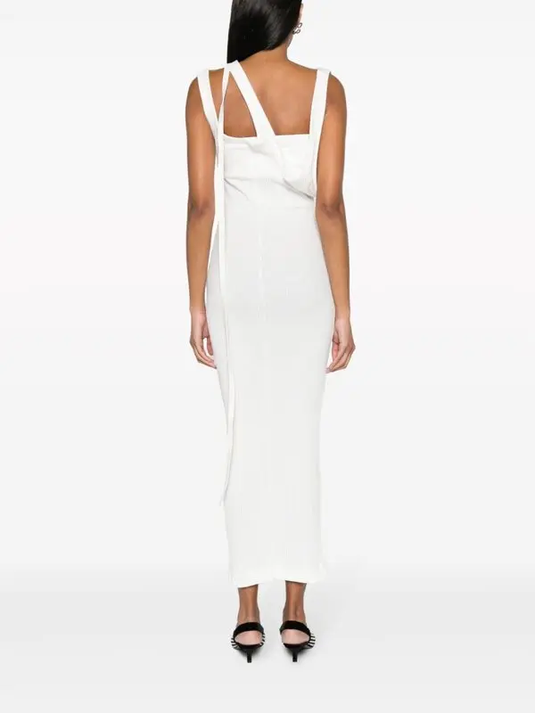 Attico Asymmetric-neckline Ribbed Dress