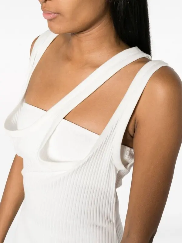 Attico Asymmetric-neckline Ribbed Dress