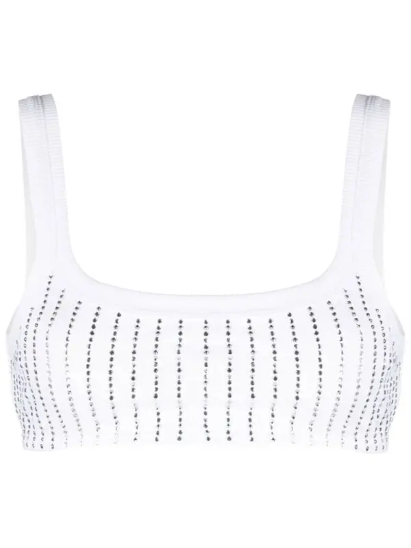 Attico Crystal-embellished Bra Top - White
