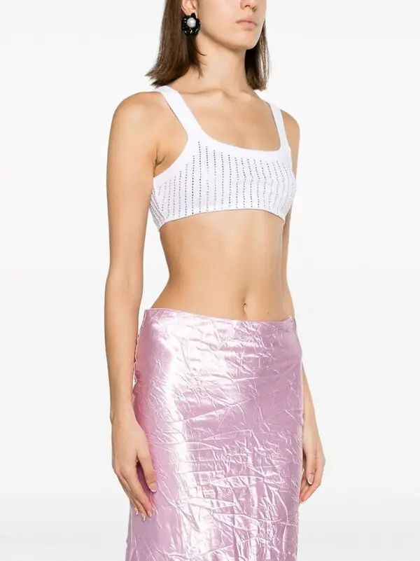 Attico Crystal-embellished Bra Top - White