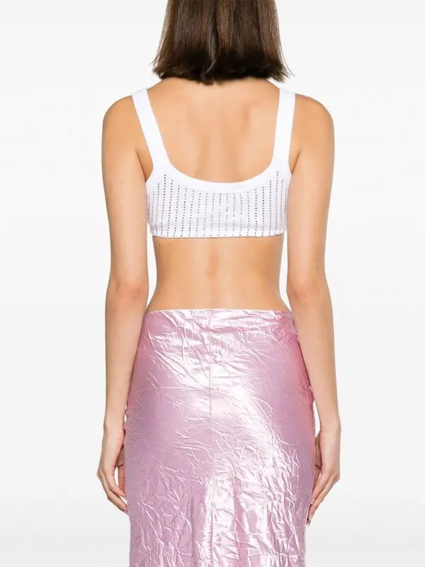 Attico Crystal-embellished Bra Top - White