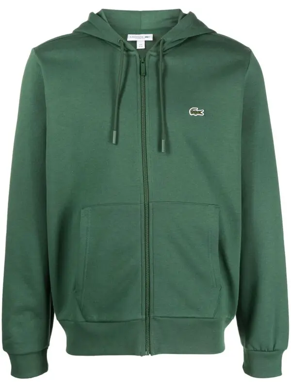 Lacoste Logo-embroidered Zip-up Hoodie - Green