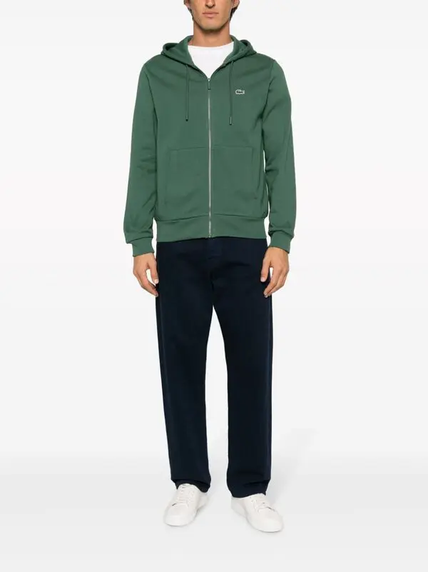 Lacoste Logo-embroidered Zip-up Hoodie - Green