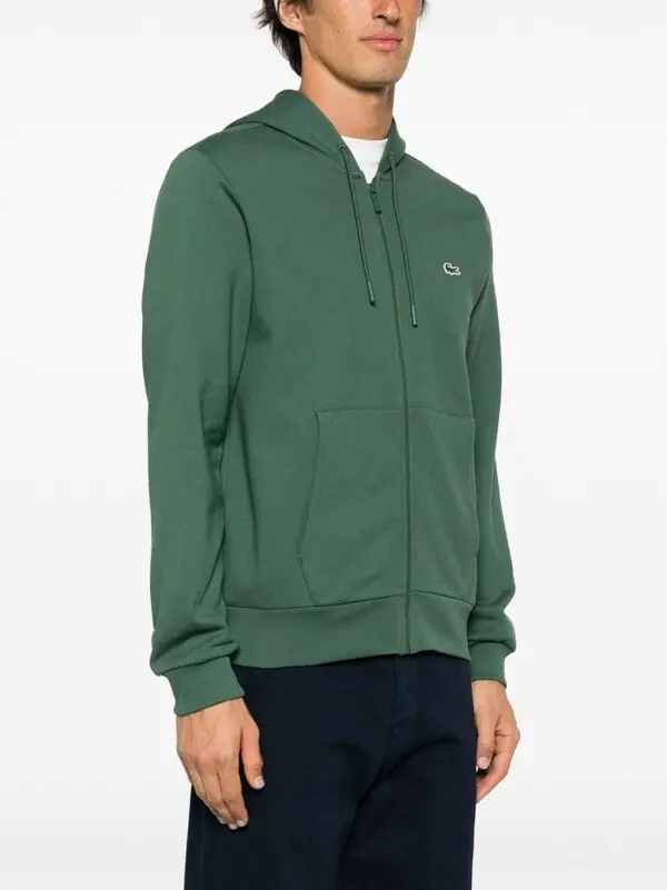 Lacoste Logo-embroidered Zip-up Hoodie - Green