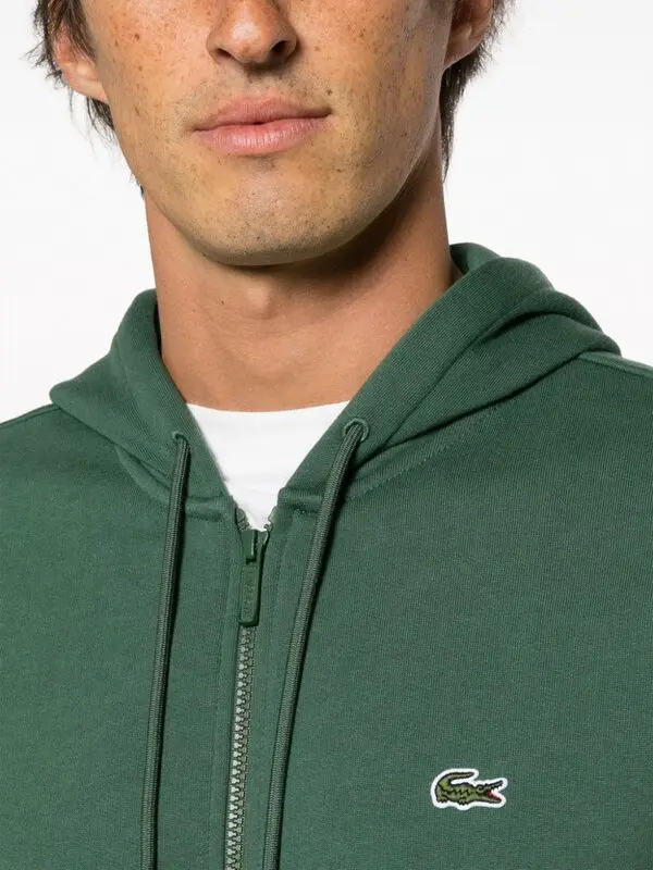 Lacoste Logo-embroidered Zip-up Hoodie - Green