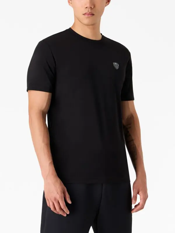 EA7 Logo-patch Crew-neck T-shirt - Black