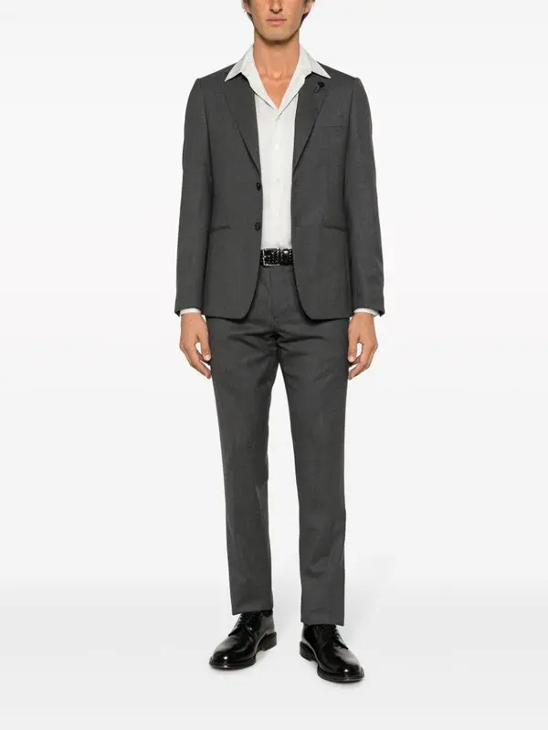 LARDINI Stripe-pattern Classic-collar Shirt