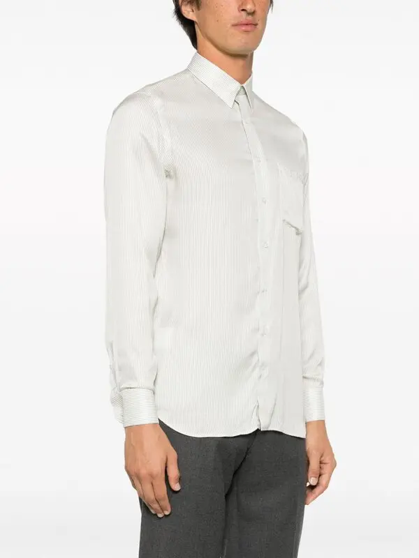 LARDINI Stripe-pattern Classic-collar Shirt