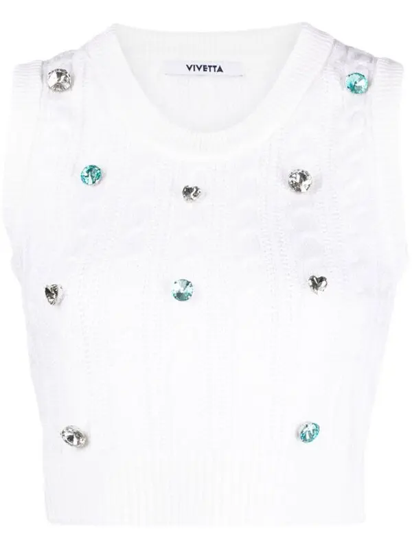 Vivetta Gemstone-detail Cable-knit Vest - White