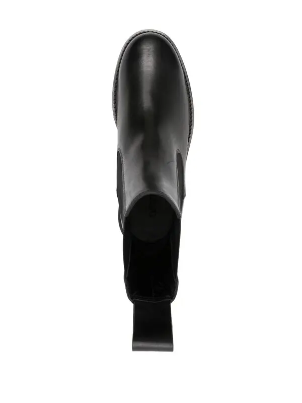 Off-White Round-toe Leather Ankle Boots