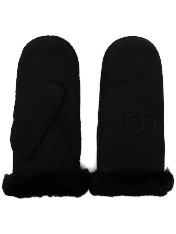 UGG Logo-embroidered Shearling Mittens - Black
