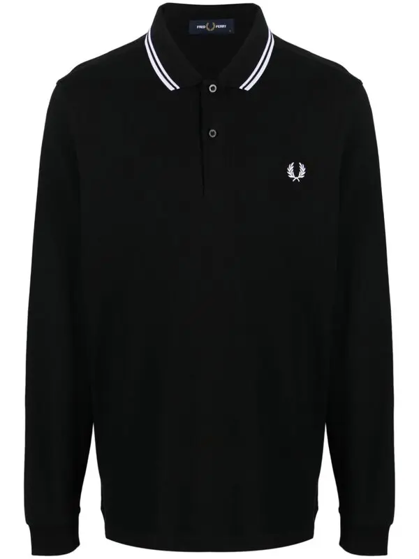 Fred Perry Logo-embroidered Cotton Polo Shirt - Black