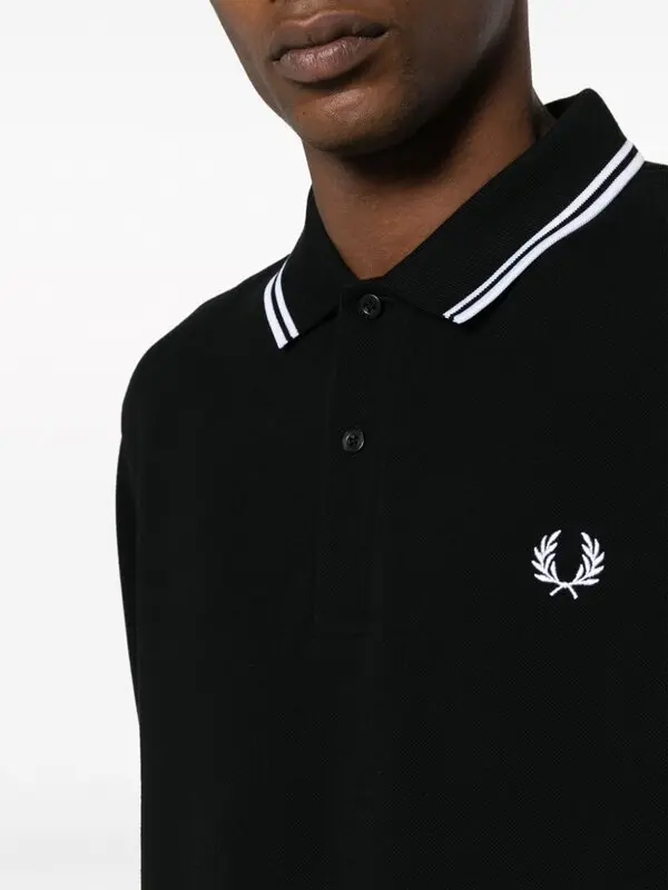 Fred Perry Logo-embroidered Cotton Polo Shirt - Black