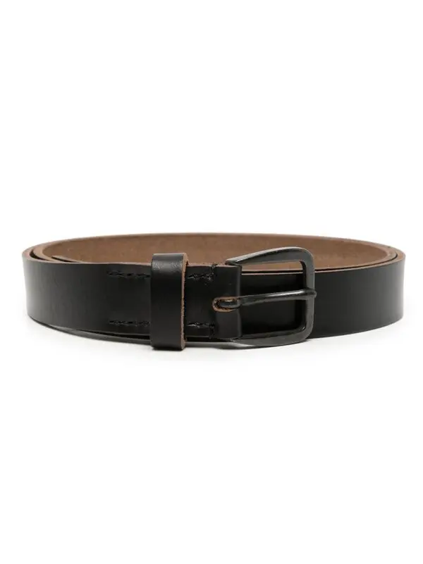 Yohji Yamamoto Debossed Leather Belt - Black