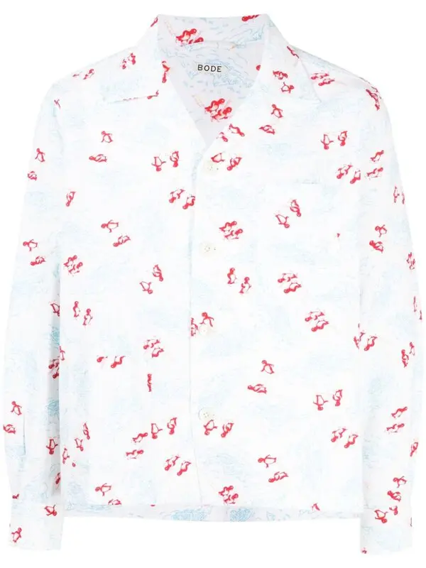 BODE Graphic-print Cotton Shirt - White