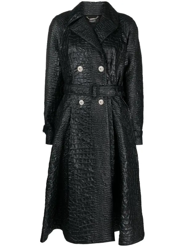 Versace Embossed Crocodile Effect Trench Coat