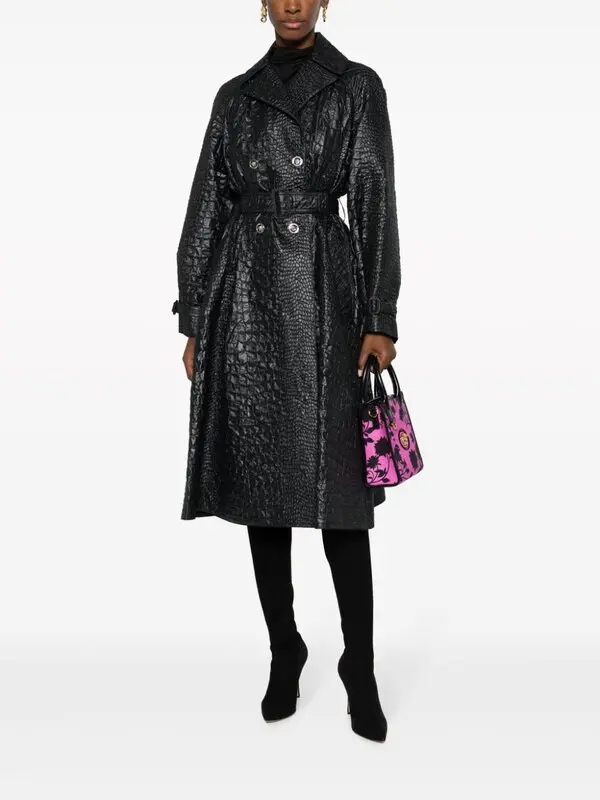 Versace Embossed Crocodile Effect Trench Coat
