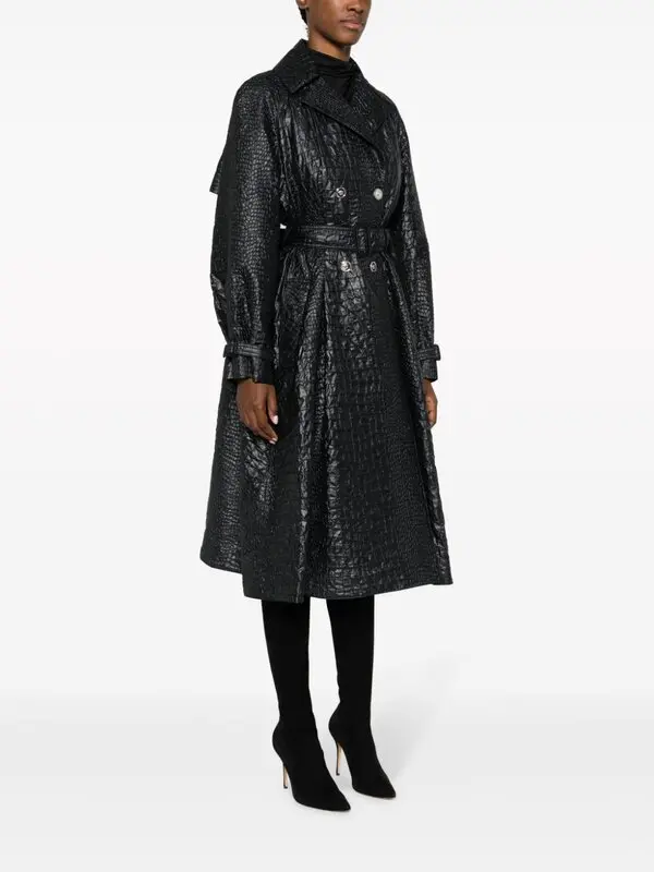 Versace Embossed Crocodile Effect Trench Coat