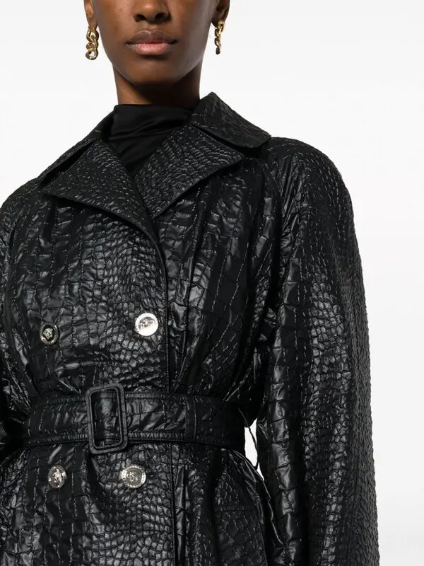 Versace Embossed Crocodile Effect Trench Coat