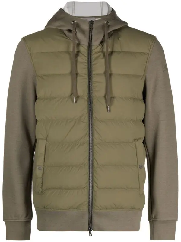 Herno Quilted-panel Hooded Jacket - Green