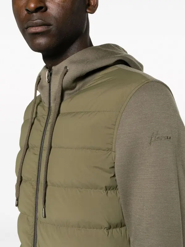 Herno Quilted-panel Hooded Jacket - Green